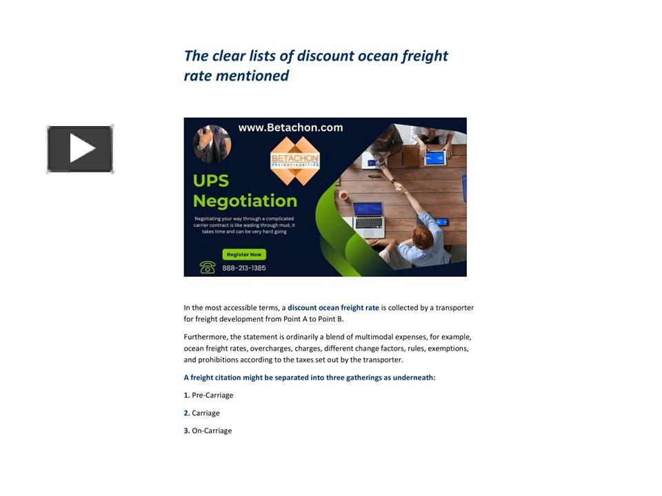 PPT – The clear lists of discount ocean freight rate mentioned ...