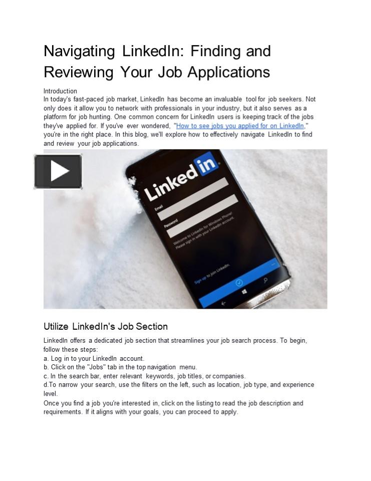 PPT – Navigating LinkedIn: Finding and Reviewing Your Job Applications ...