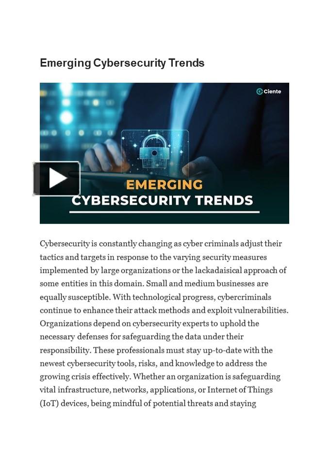 Emerging Cybersecurity Trends presentation | free to download