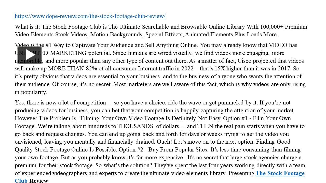 The Stock Footage Club Review presentation | free to download