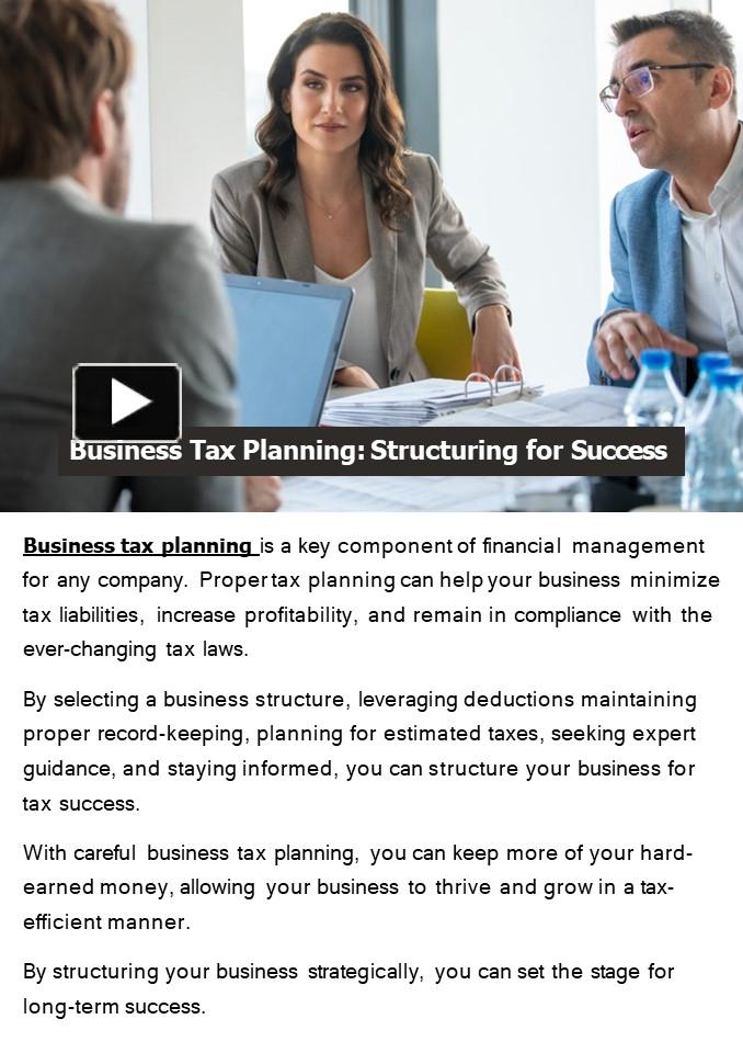 PPT – Business Tax Planning: Structuring for Success PowerPoint ...