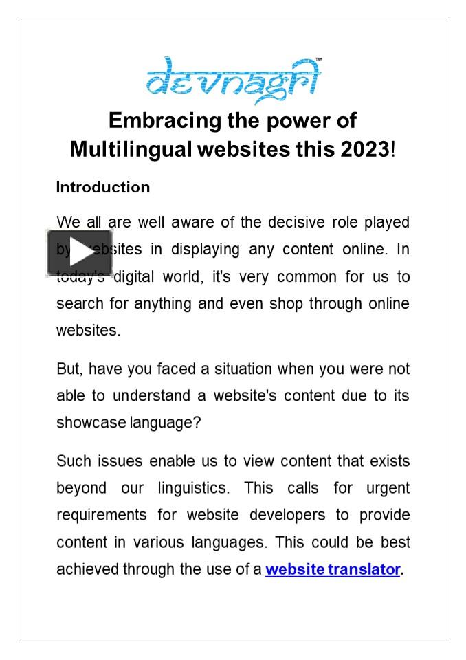 PPT – Embracing the power of multilingual websites this 2023 ...