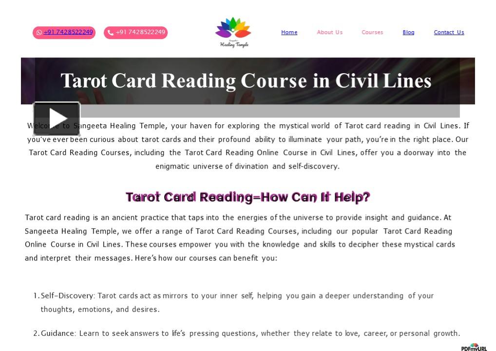 Tarot Card Reading Course in Civil Lines presentation | free to download