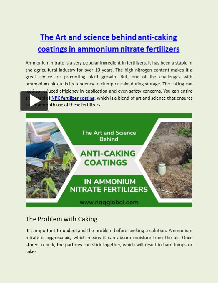 PPT – Art and Science Behind Anti-Caking Coatings in Ammonium Nitrate ...