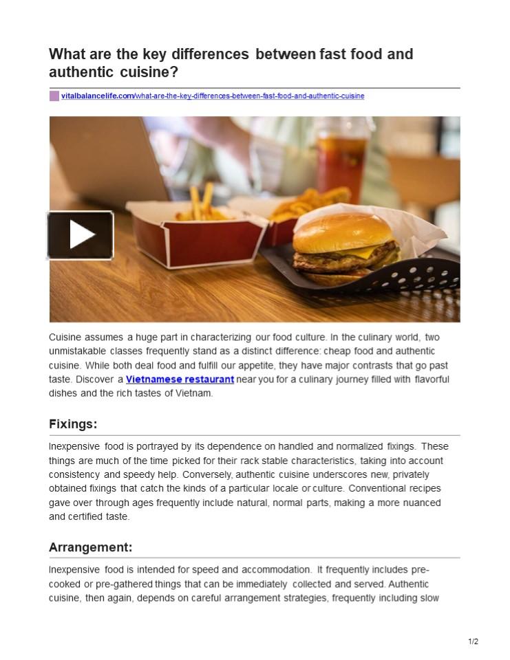What are the key differences between fast food and authentic cuisine ...