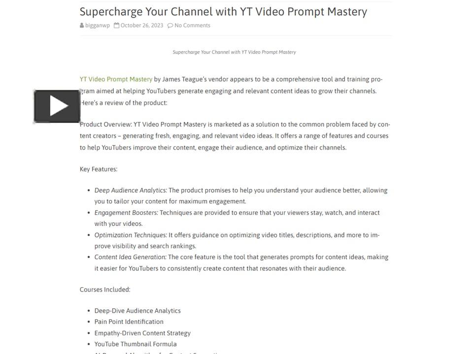 Supercharge Your Channel with YT Video Prompt Mastery presentation ...