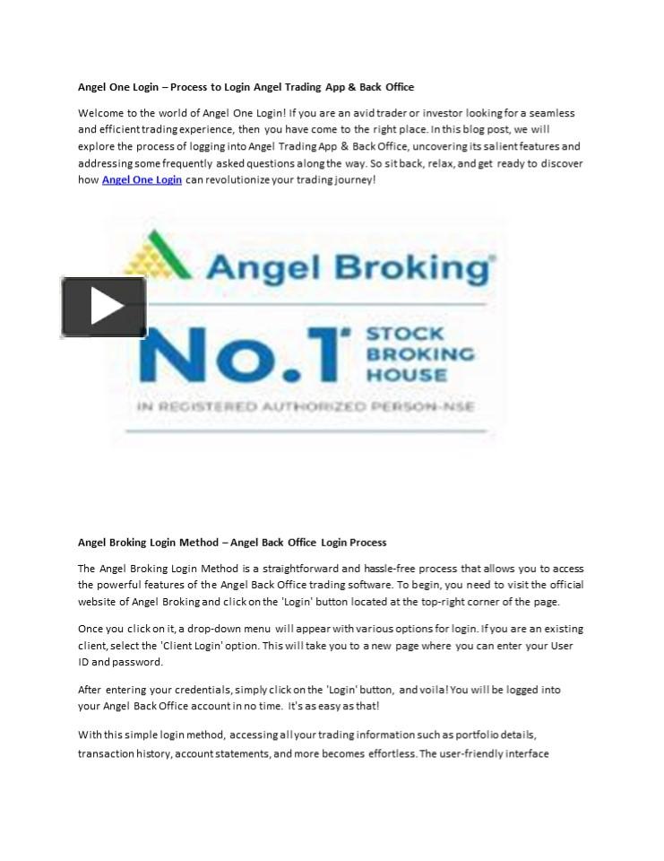 PPT – Angel One Login – Process to Login Angel Trading App & Back ...