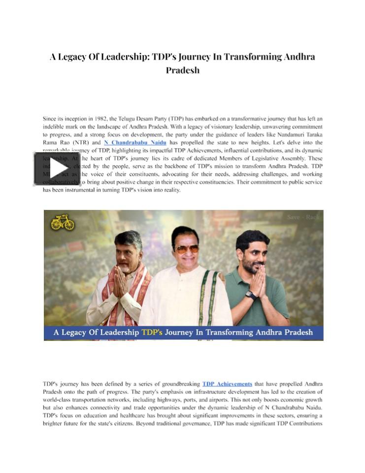 A Legacy Of Leadership: TDP's Journey In Transforming Andhra Pradesh ...