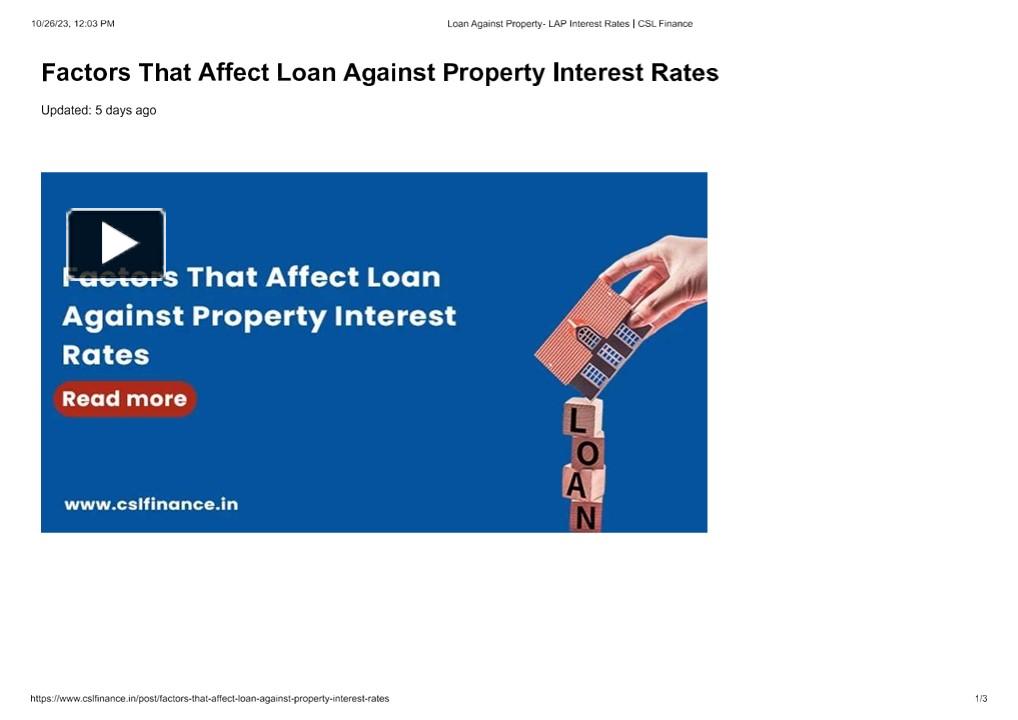 Factors that affect loan against property interest rates presentation ...