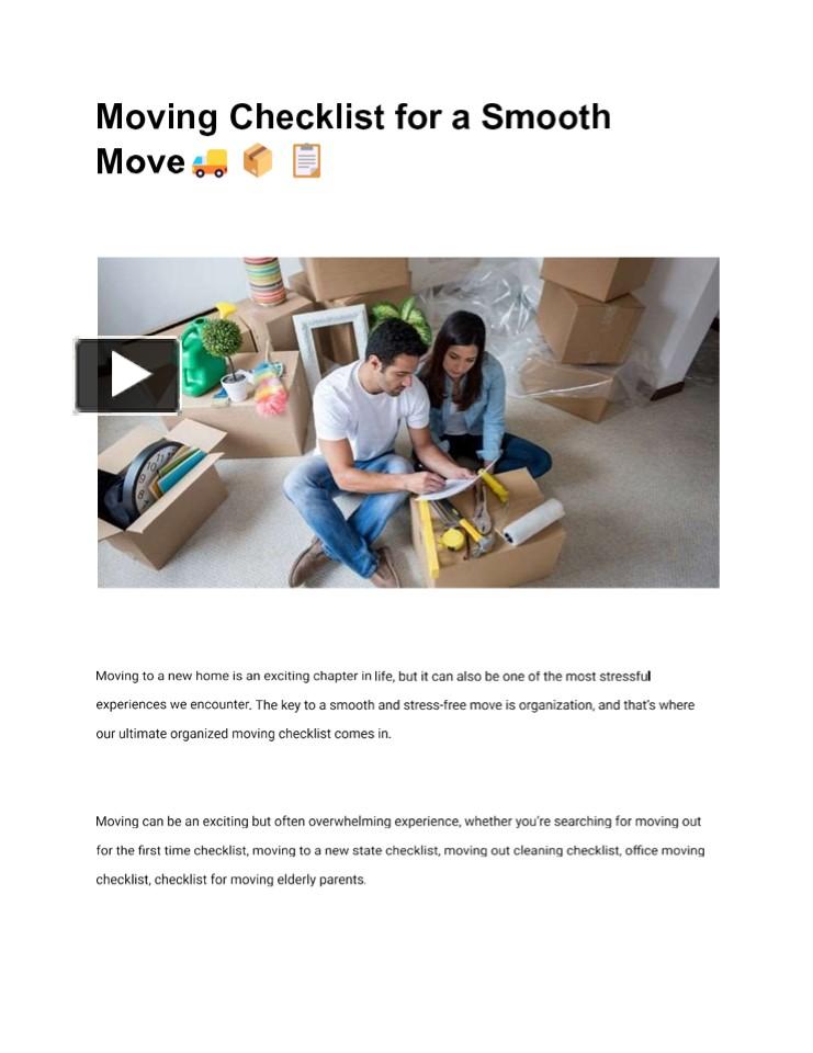 Moving Checklist for a Smooth Move presentation | free to download