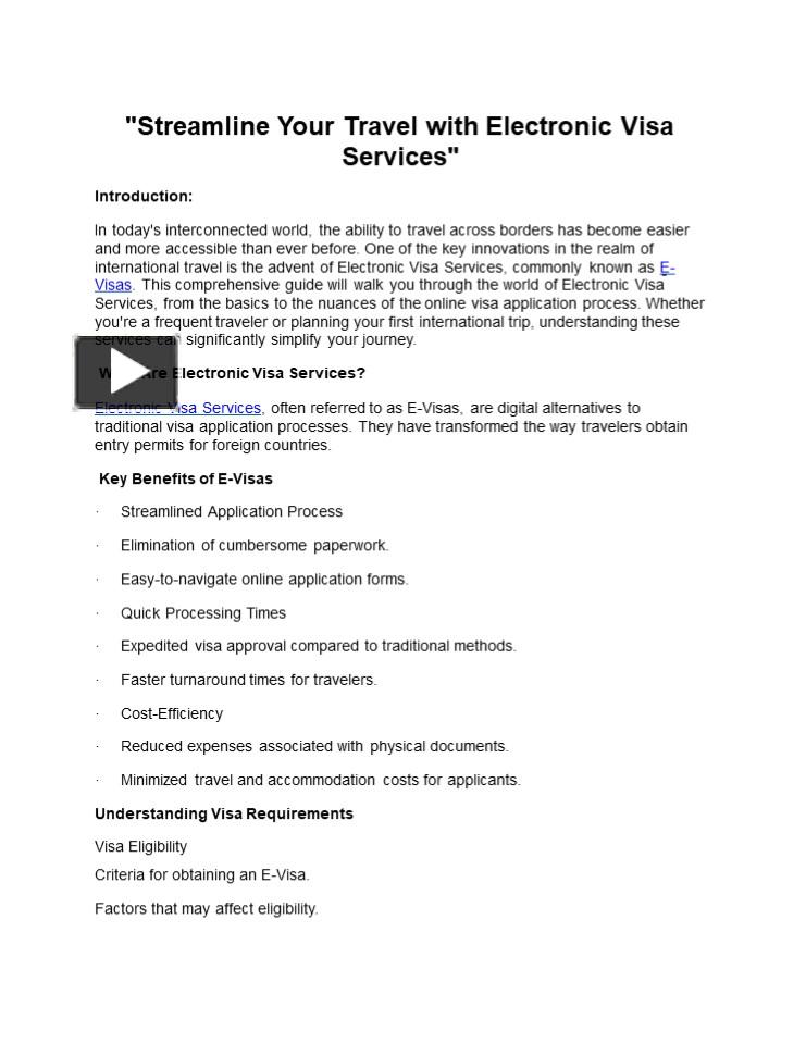 PPT – "Electronic Visa Services: Navigating the Visa Jungle with Ease ...