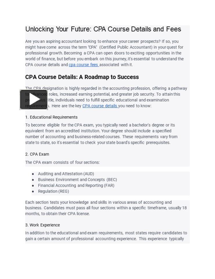 Unlocking Your Future: CPA Course Details and Fees presentation | free ...
