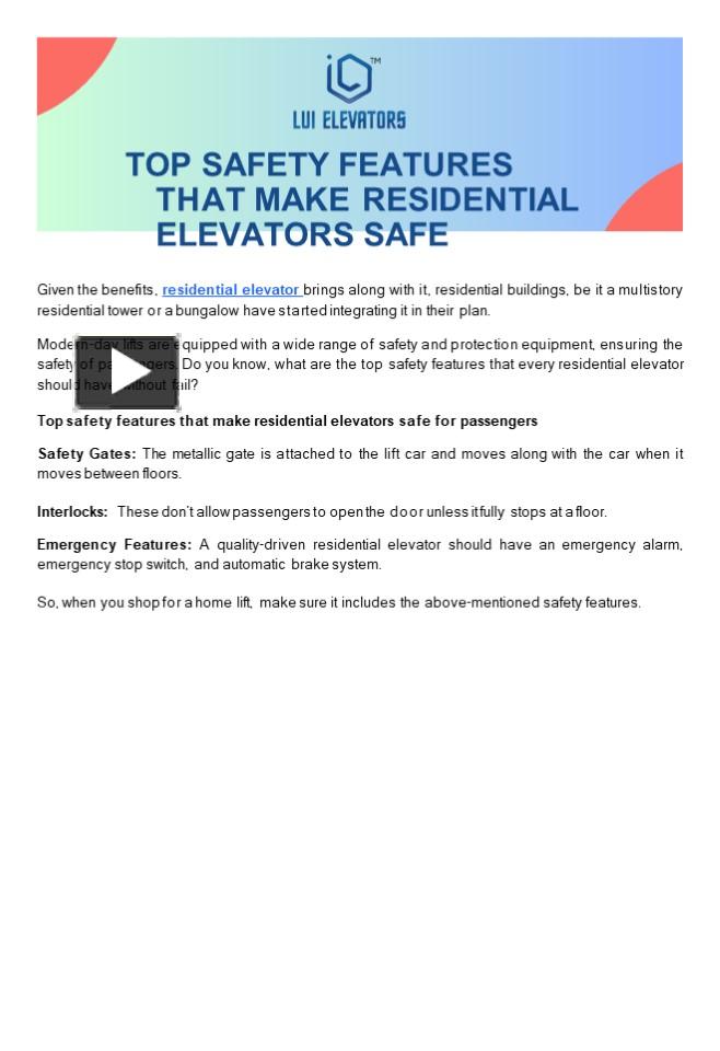 PPT – Top Safety Features That Make Residential Elevators Safe ...