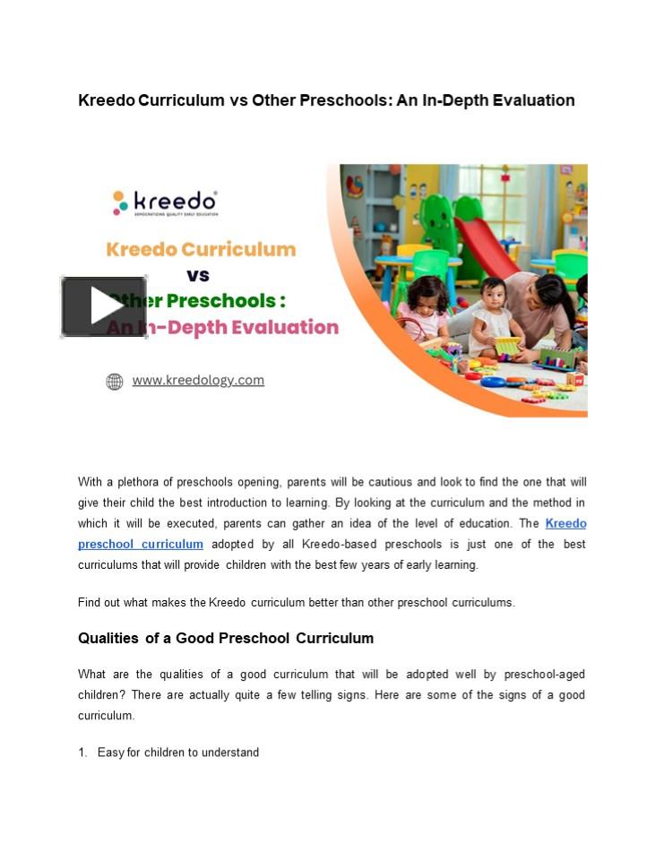 Kreedo Curriculum vs Other Preschools: An In-Depth Evaluation ...