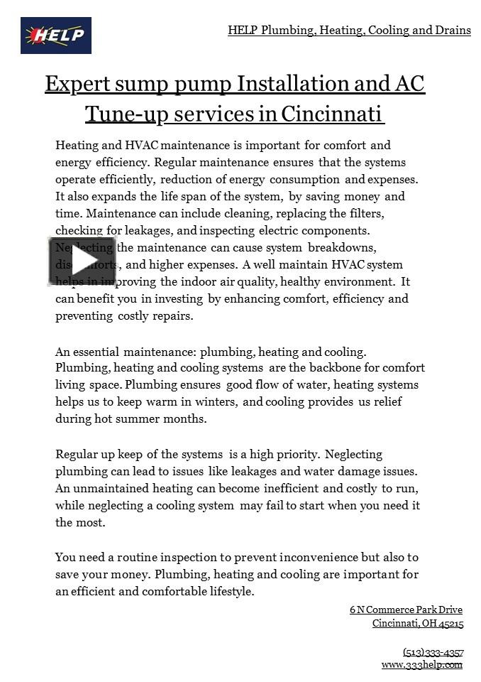 PPT – Expert sump pump Installation and AC Tune-up services in ...