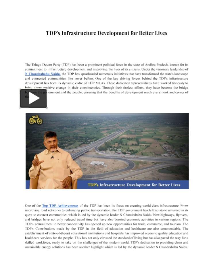 TDP's Infrastructure Development for Better Lives presentation | free ...