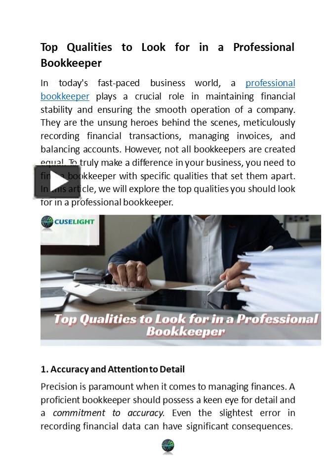 PPT – Top Qualities to Look for in a Professional Bookkeeper PowerPoint ...