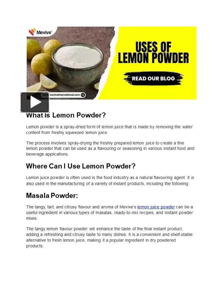 PPT – Where Can I Use Lemon Powder? PowerPoint presentation | free to ...