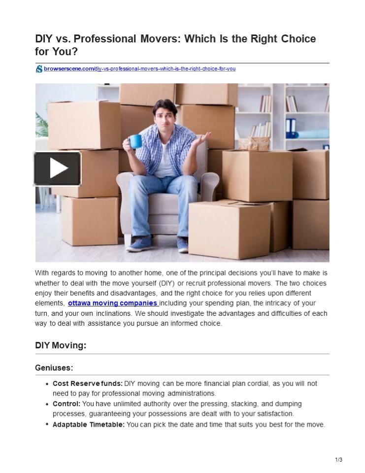 DIY vs Professional Movers Which Is the Right Choice for You ...