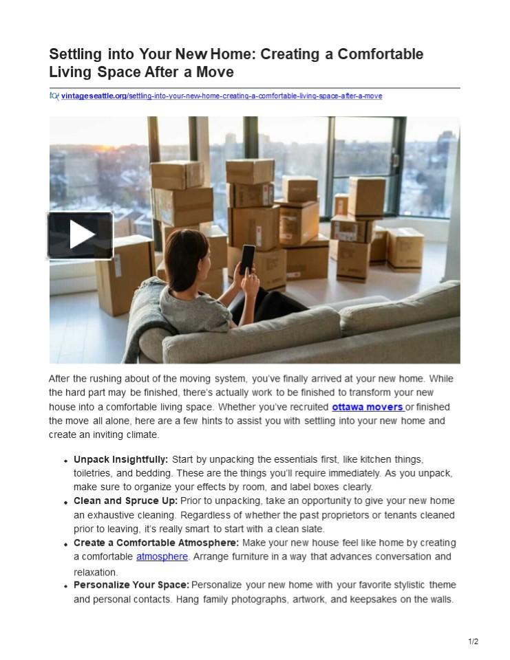 PPT – Settling into Your New Home Creating a Comfortable Living Space ...