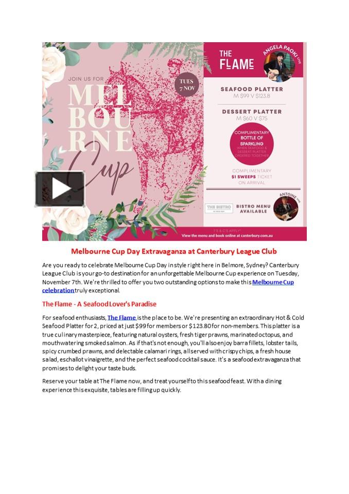 PPT – Live Entertainment, TAB, and More at Canterbury's Melbourne Cup ...