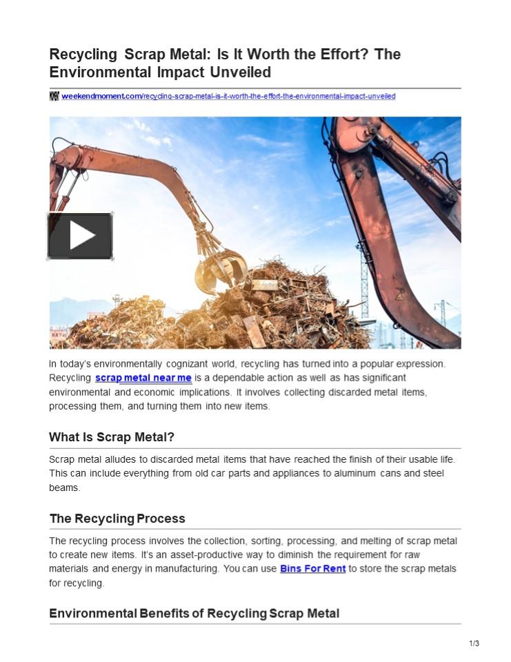 PPT – Recycling Scrap Metal Is It Worth the Effort The Environmental ...