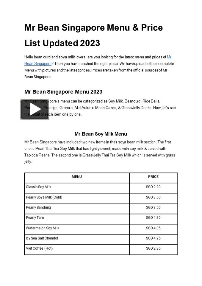 PPT – Mr Bean Singapore Menu PowerPoint presentation | free to download ...