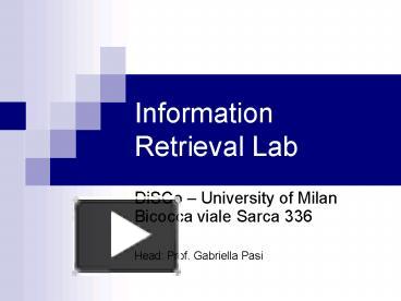 PPT – Information Retrieval Lab PowerPoint presentation | free to view ...