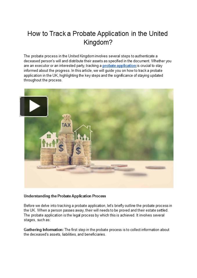PPT – How to Track a Probate Application in the United Kingdom ...