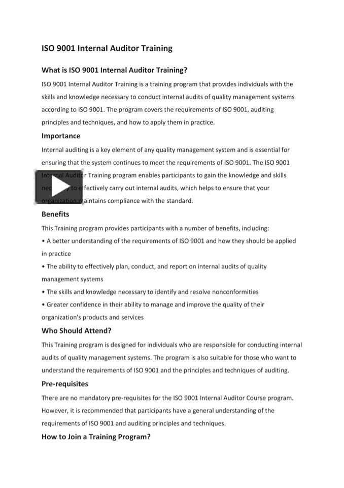 ISO 9001 Internal Auditor Training presentation | free to download
