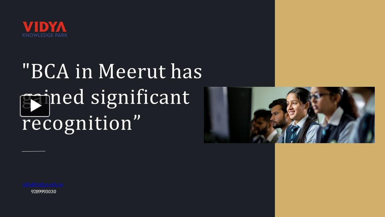 PPT – "BCA in Meerut has gained significant recognition” PowerPoint ...