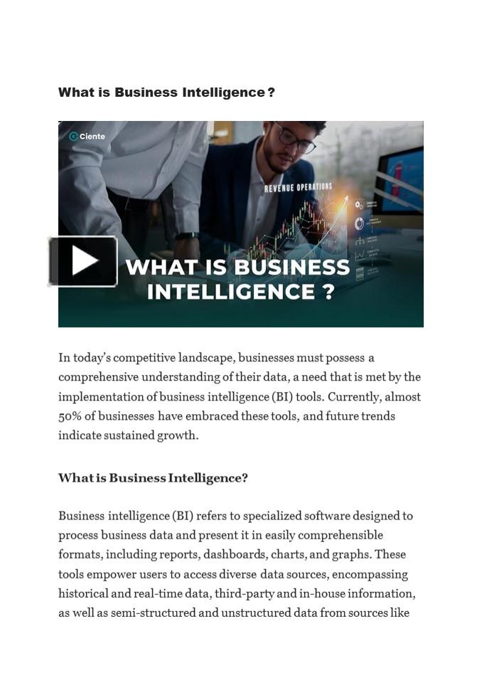 PPT – What is Business Intelligence ? PowerPoint presentation | free to ...