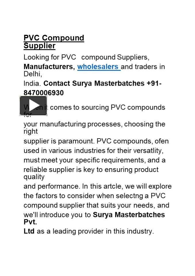 PVC Compound Supplier presentation | free to download