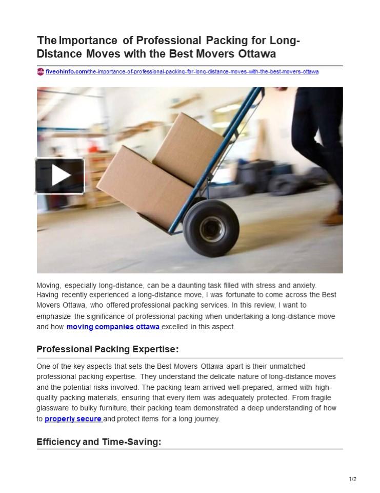 PPT – The Importance of Professional Packing for Long-Distance Moves ...