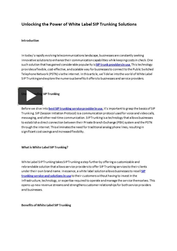 PPT – Unlocking the Power of White Label SIP Trunking Solutions ...