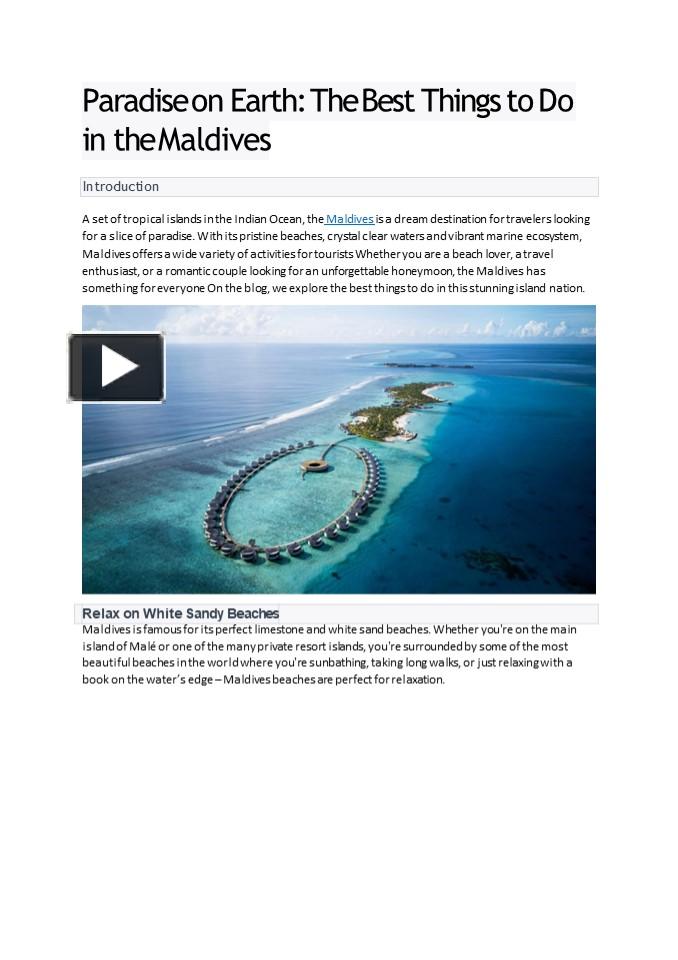 PPT – Paradise on Earth: The Best Things to Do in the Maldives ...