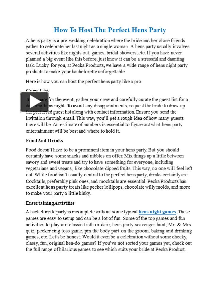 How To Host The Perfect Hens Party presentation | free to download
