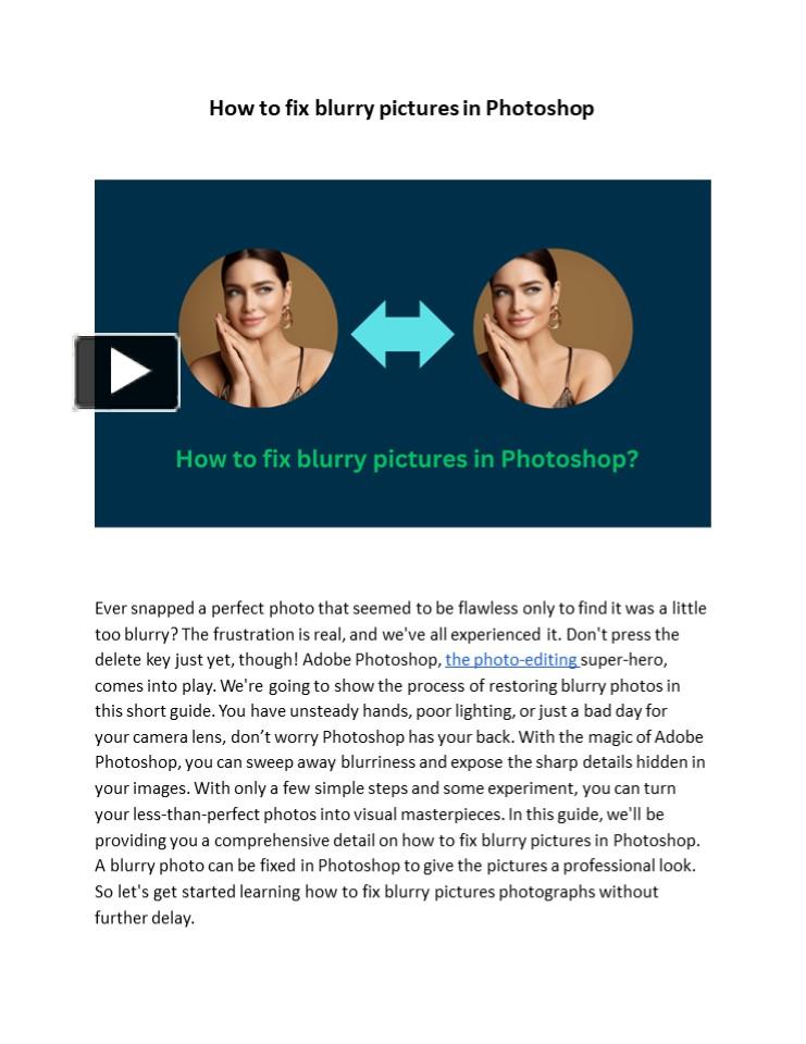 How to fix blurry pictures in Photoshop presentation | free to download