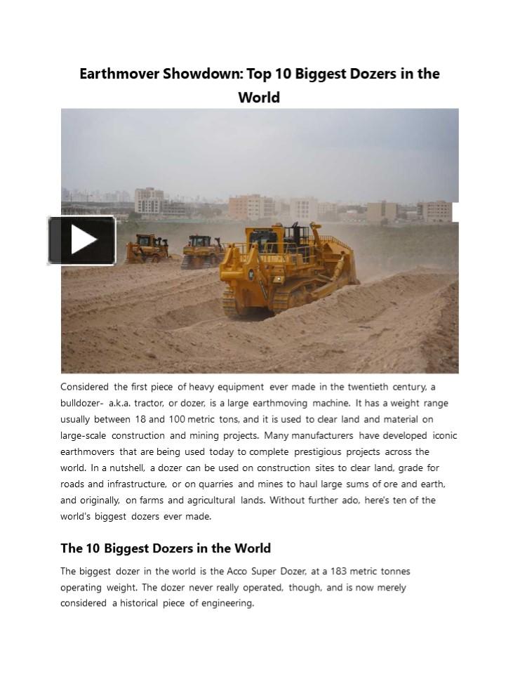 PPT – Earthmover Showdown: Top 10 Biggest Dozers in the World ...
