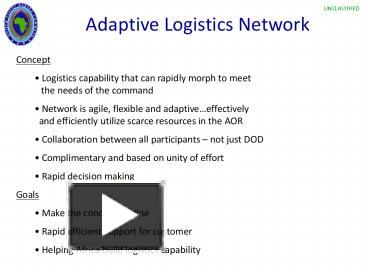 PPT – Adaptive Logistics Network PowerPoint presentation | free to view ...