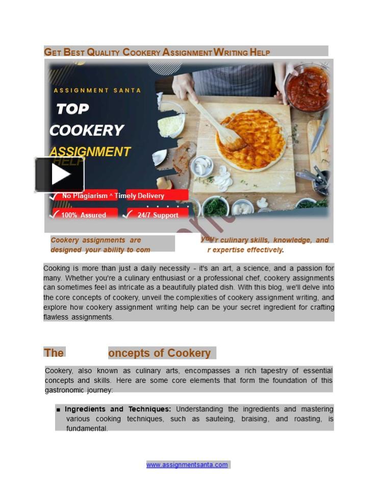 PPT – Get Best Quality Cookery Assignment Writing Help - Assignment ...