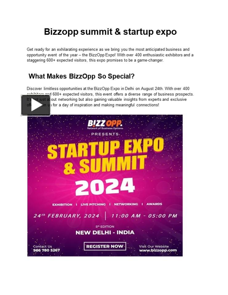 Bizzopp summit and startup expo presentation | free to download