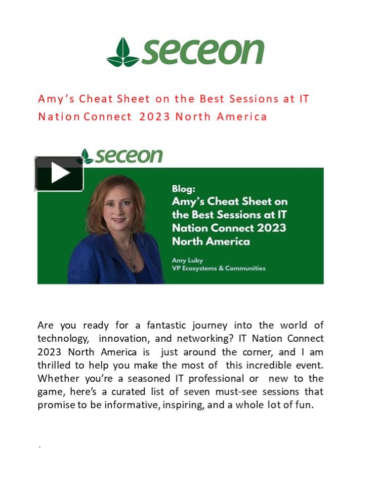 Amy’s Cheat Sheet on the Best Sessions at IT Nation Connect 2023 North ...