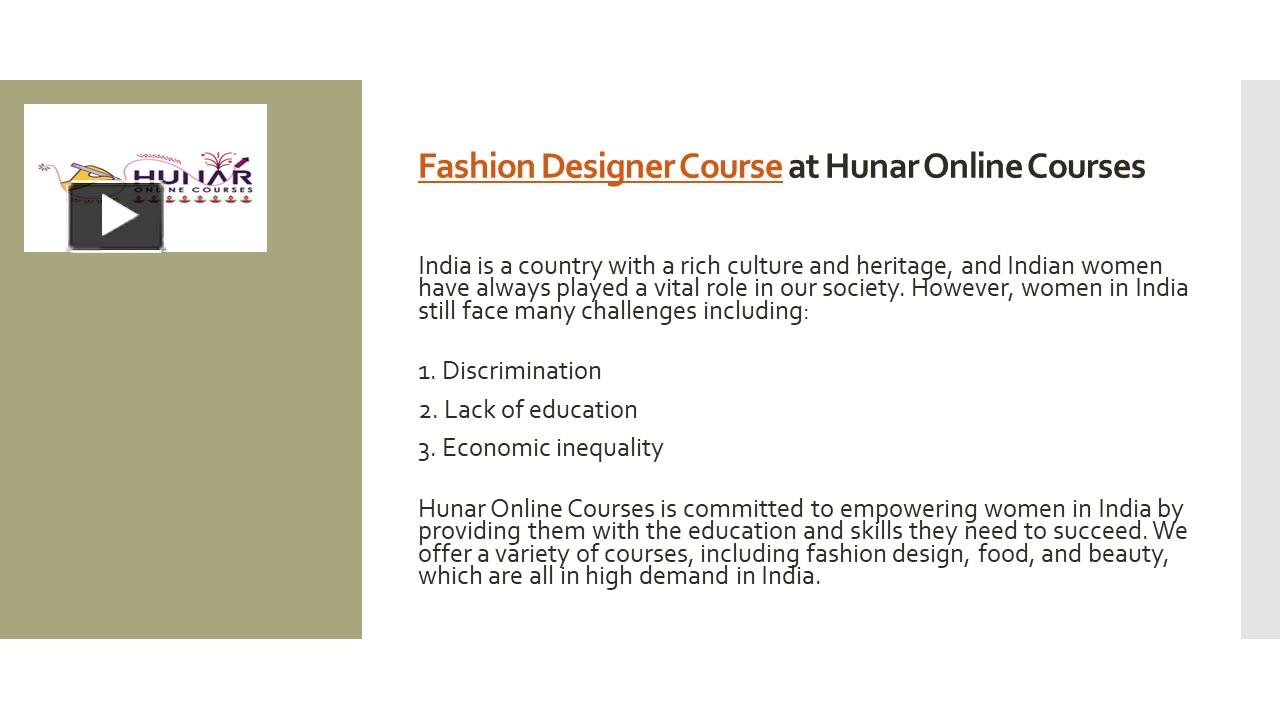 PPT – Fashion Designer Course at Hunar Online Courses PowerPoint ...