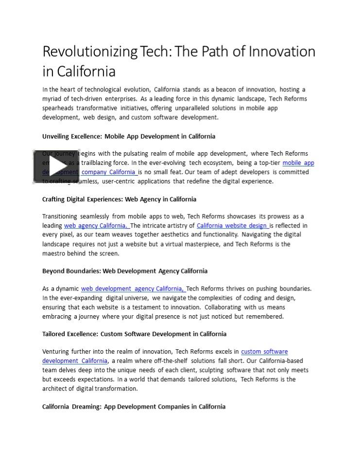 PPT – Revolutionizing Tech: The Path of Innovation in California ...