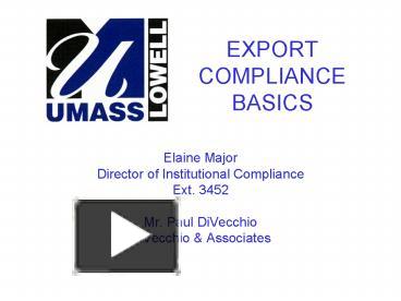 EXPORT COMPLIANCE BASICS presentation | free to view