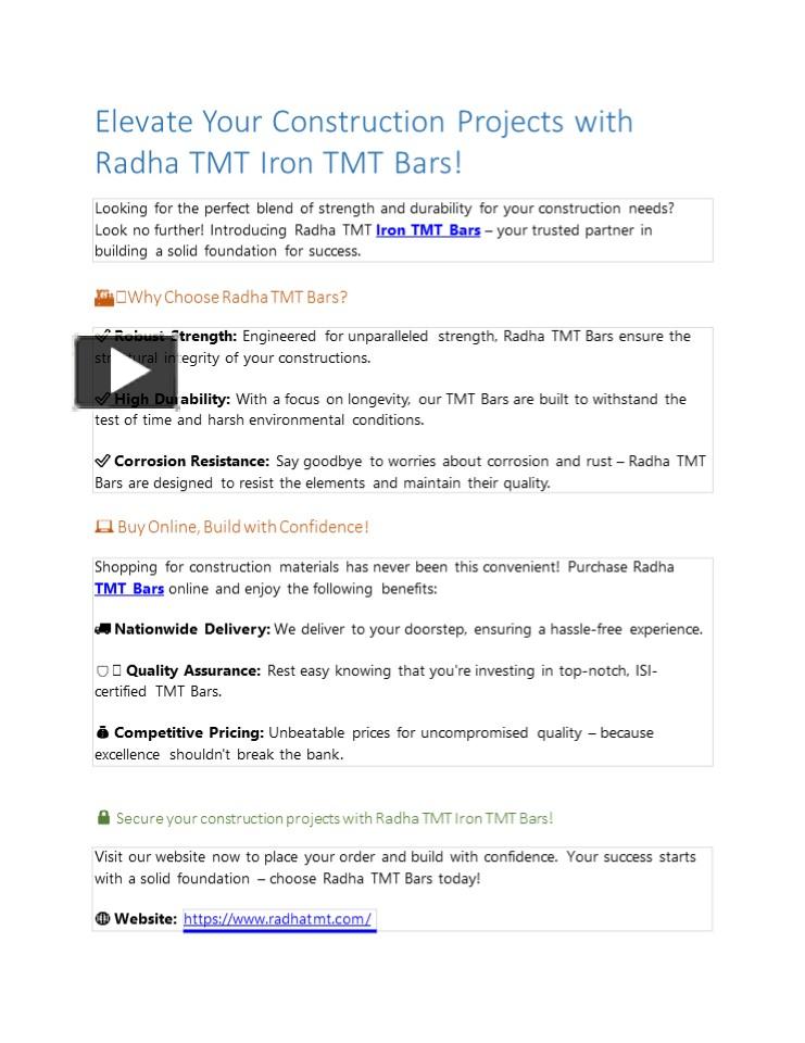 PPT – Elevate Your Construction Projects with Radha TMT Iron TMT Bars ...