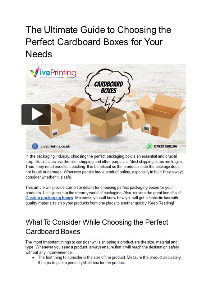 PPT – The Ultimate Guide to Choosing the Perfect Cardboard Boxes for ...