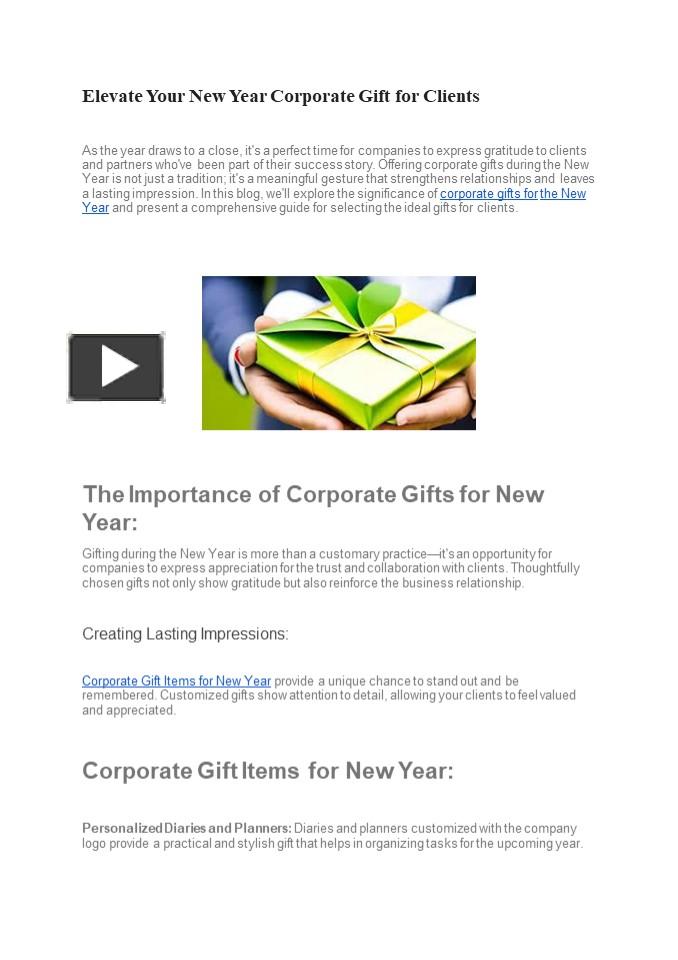 PPT – Promotional Gifts for New Year PowerPoint presentation | free to ...