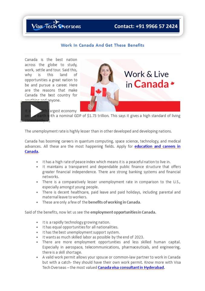 PPT – Work in canada and get these benefits PowerPoint presentation ...